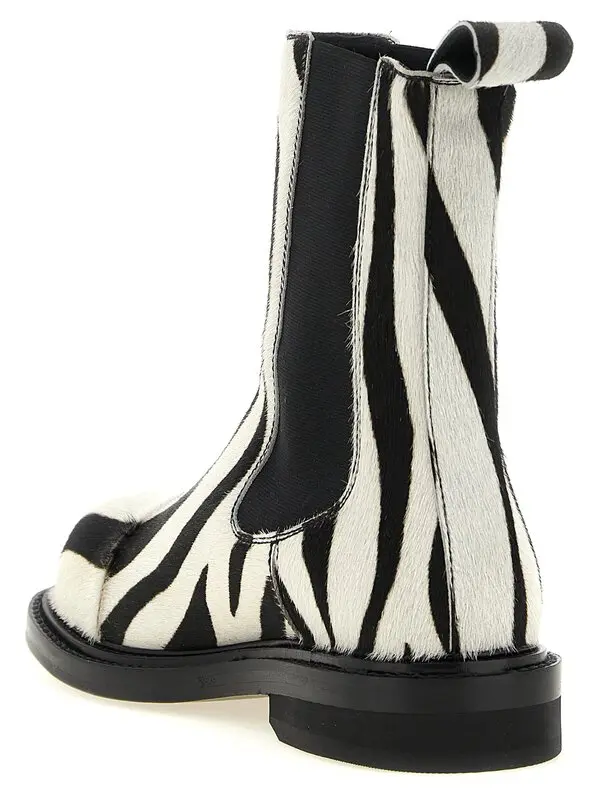 Moschino Zebra Pony Hair Chelsea Ankle Boots