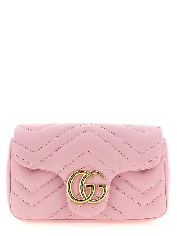 Gucci Gg Marmont' Chevron Crossbody Bag - Pink