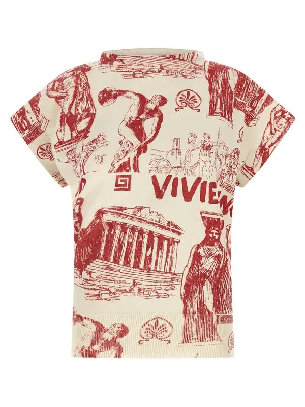VIVIENNE WESTWOOD Justine Graphic Print Cotton Cashmere Knit Top - Red