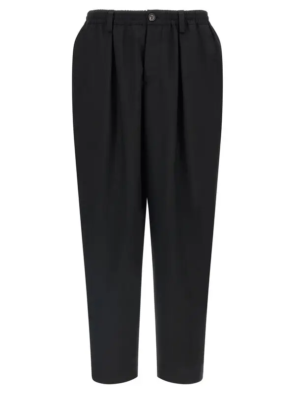 Marni Virgin Wool Cropped Tapered Trousers - Black