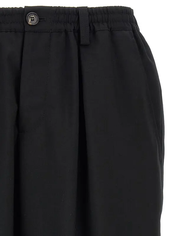 Marni Virgin Wool Cropped Tapered Trousers - Black