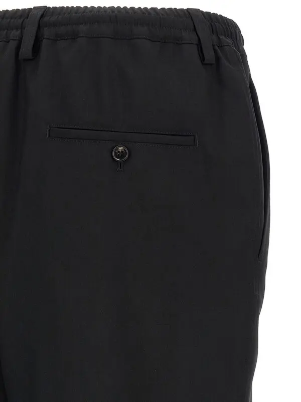 Marni Virgin Wool Cropped Tapered Trousers - Black