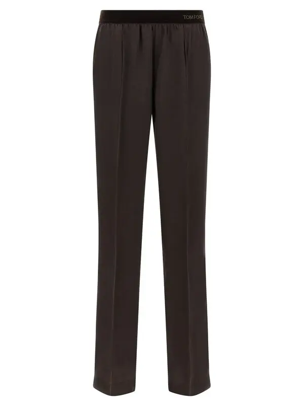 TOM FORD Silk Satin Relaxed Fit Trousers - Brown