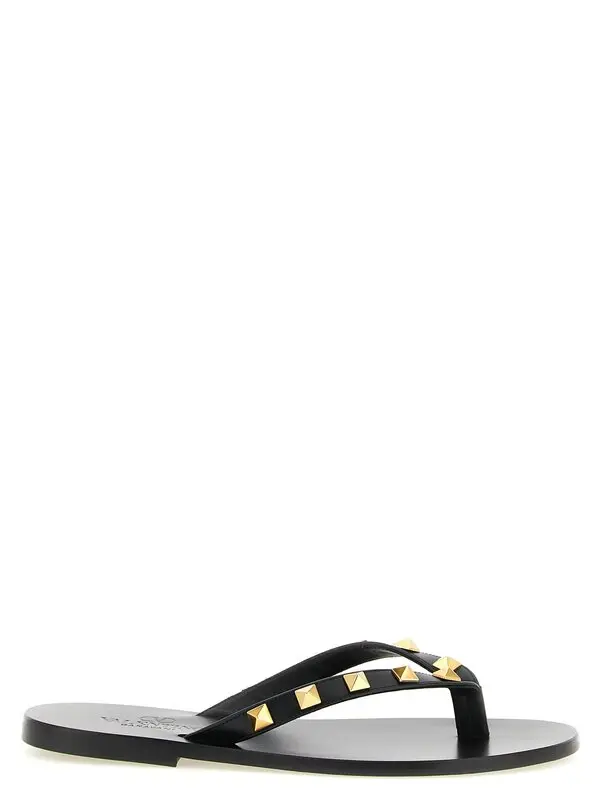 Valentino Garavani Rockstud Thong Sandals - Black