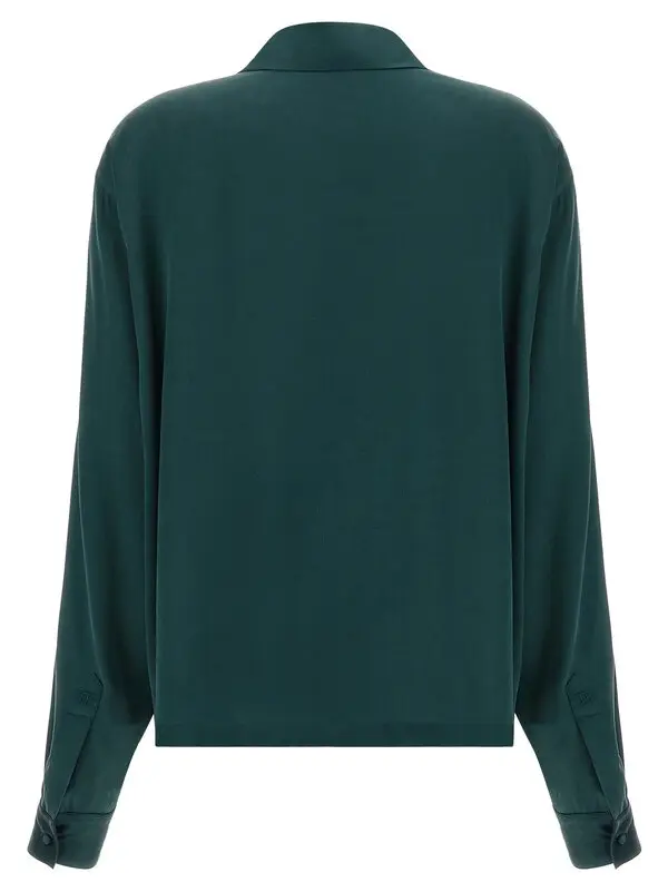 TOM FORD Silk Satin V-neck Polo Shirt - Green