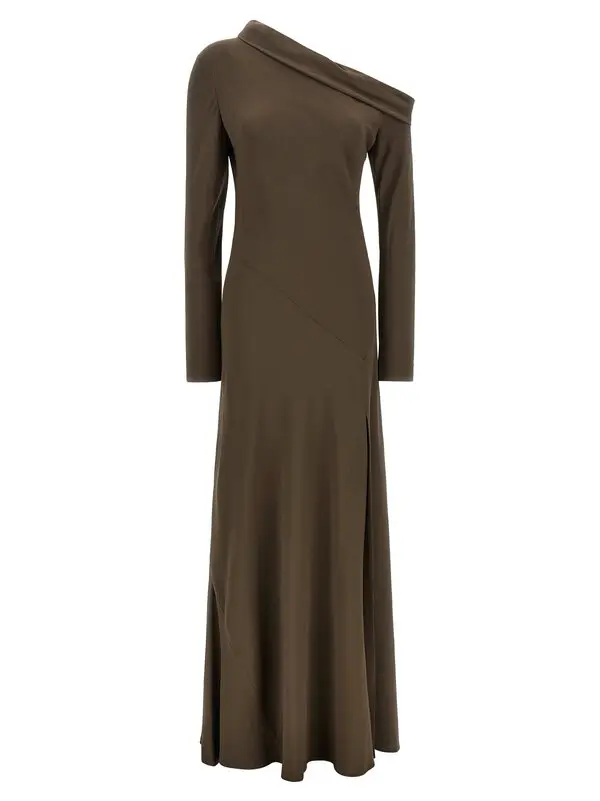 Alberta Ferretti Asymmetrical One-shoulder Long Dress - Brown