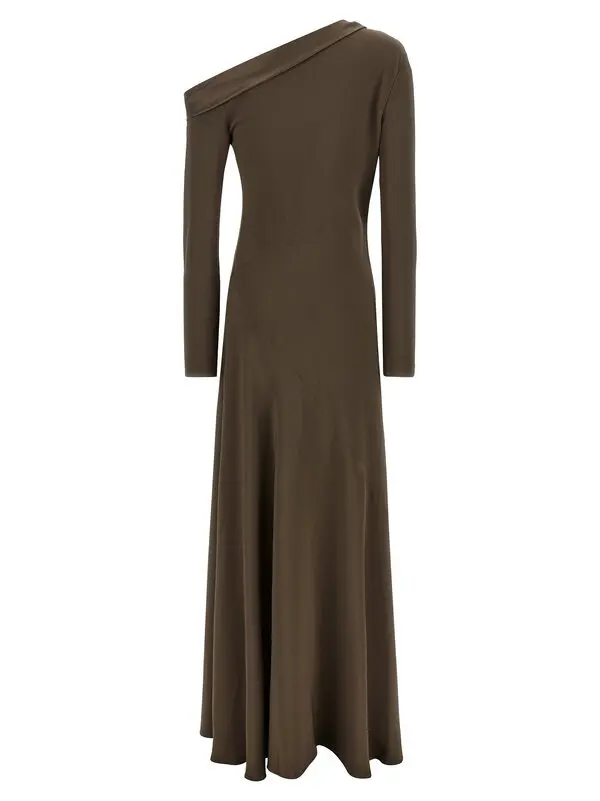 Alberta Ferretti Asymmetrical One-shoulder Long Dress - Brown