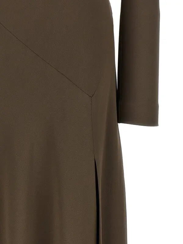 Alberta Ferretti Asymmetrical One-shoulder Long Dress - Brown