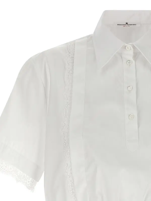ERMANO SCERVINO Ermanno Scervino Cropped Cotton Poplin Shirt With Lace Inserts