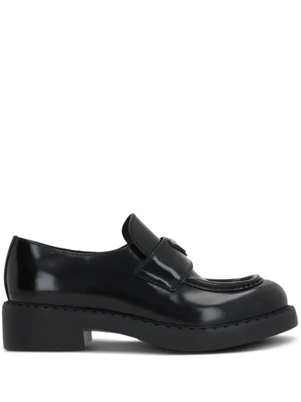 Prada Mocassini Chocolate In Pelle Spazzolata - Black