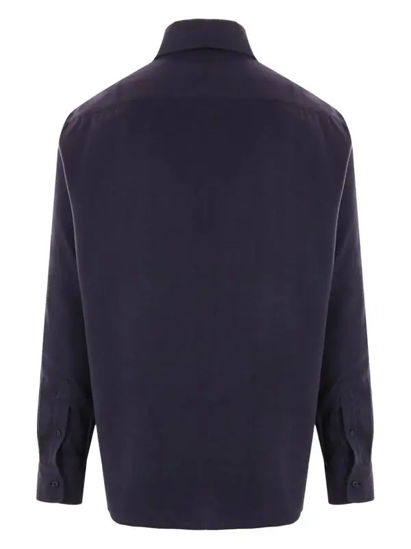 Brunello Cucinelli Herringbone Cotton Blend Shirt - Blue