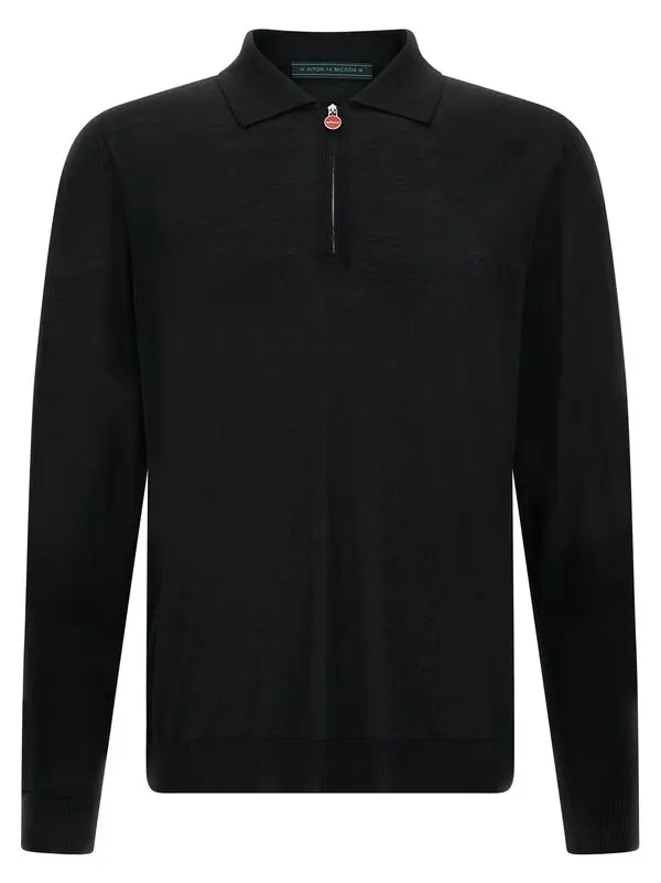 Kiton Wool Polo Shirt 14 Microns - Black