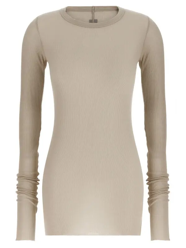 Rick Owens Ribbed Long Sleeve T-shirt - Cream