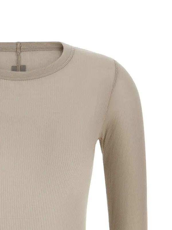 Rick Owens Ribbed Long Sleeve T-shirt - Cream