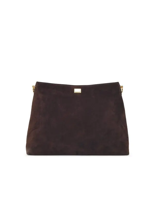 Dolce & Gabbana Large 'vittoria' Shoulder Bag In Suede - Brown