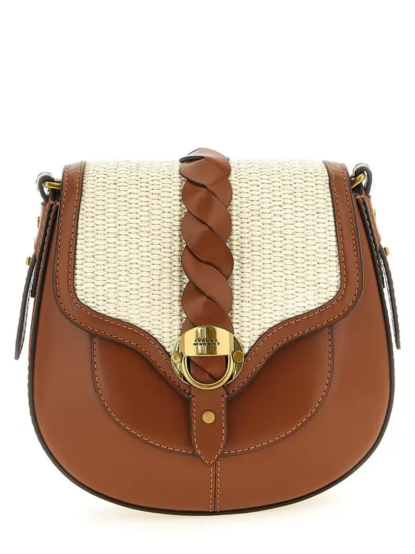 Isabel Marant Étoile Altay' Small Smooth Leather Crossbody Bag With Raffia Insert - Brown