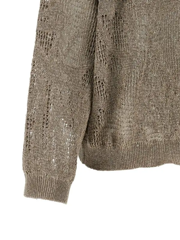Brunello Cucinelli Openwork Hooded Sweater - Brown