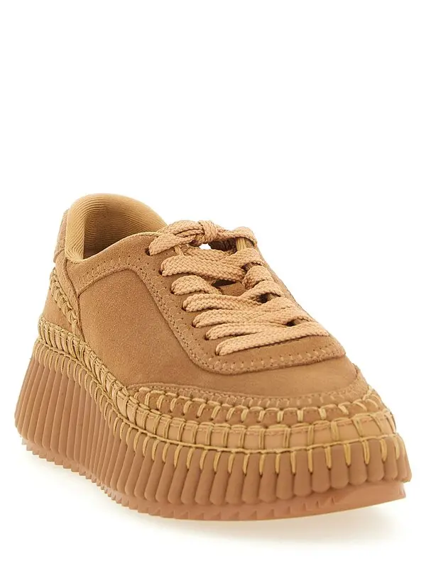 Chloé Nama Wedge Sneakers - Cream