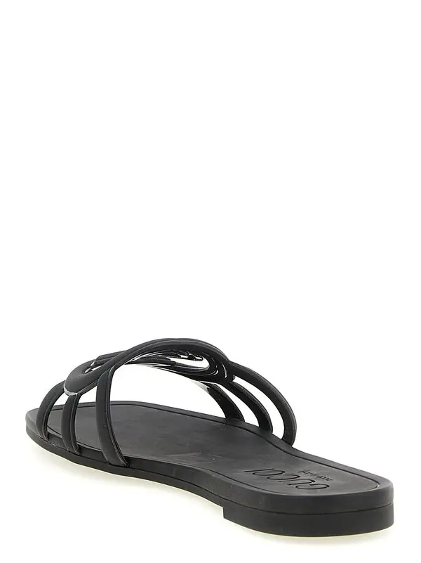 Gucci Lido Incrocio Gg Rubber Sandals - Black