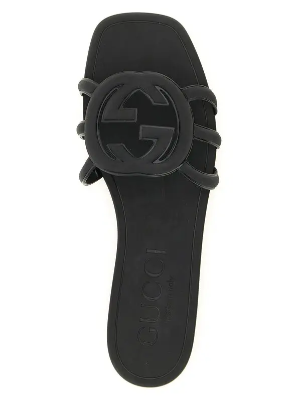 Gucci Lido Incrocio Gg Rubber Sandals - Black
