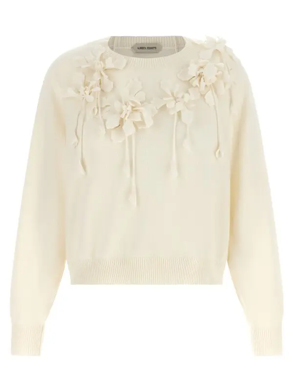 Alberta Ferretti Embroidered Flower Sweater - White