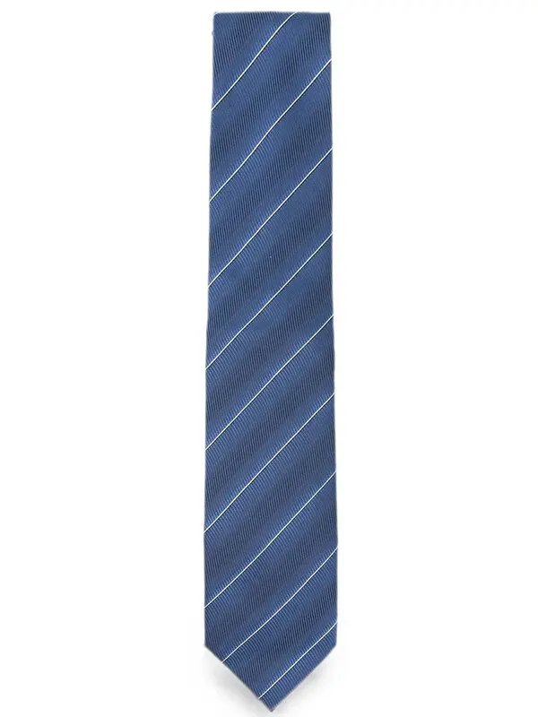 TOM FORD Stripe Tonal Weave Silk Tie - Blue