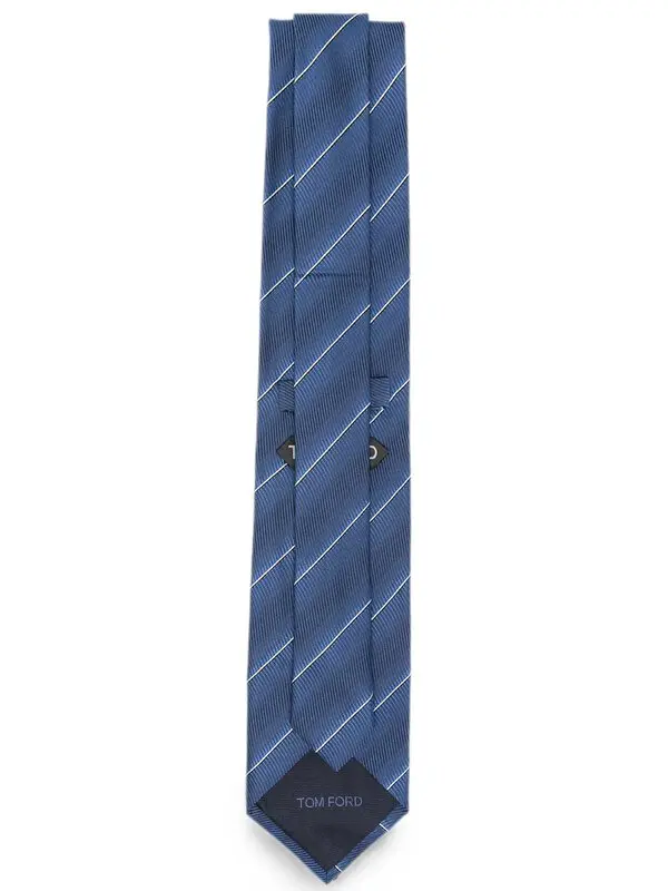 TOM FORD Stripe Tonal Weave Silk Tie - Blue
