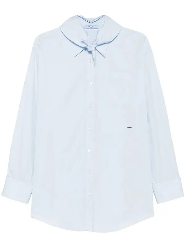 Prada Poplin Shirt With Knot Detail - Blue