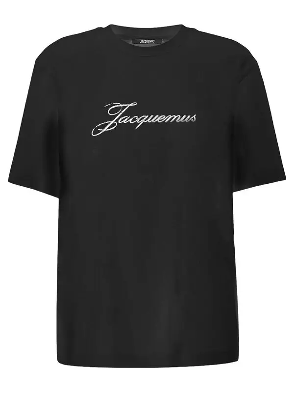 Jacquemus Cotton Blend T-shirt With Logo Print - Black