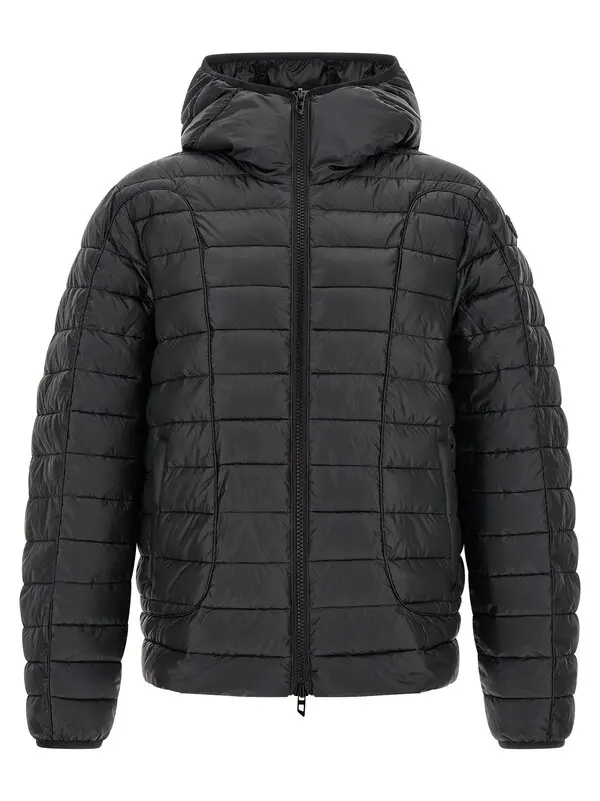 DIESEL® W-stone-wrd Hooded Quilted Down Jacket - Black