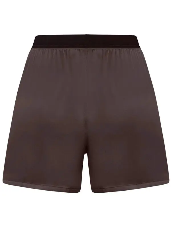 TOM FORD Silk Logo Waistband Shorts - Brown