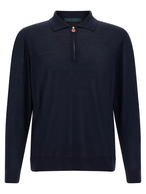 Kiton Wool Polo Shirt 14 Microns - Blue