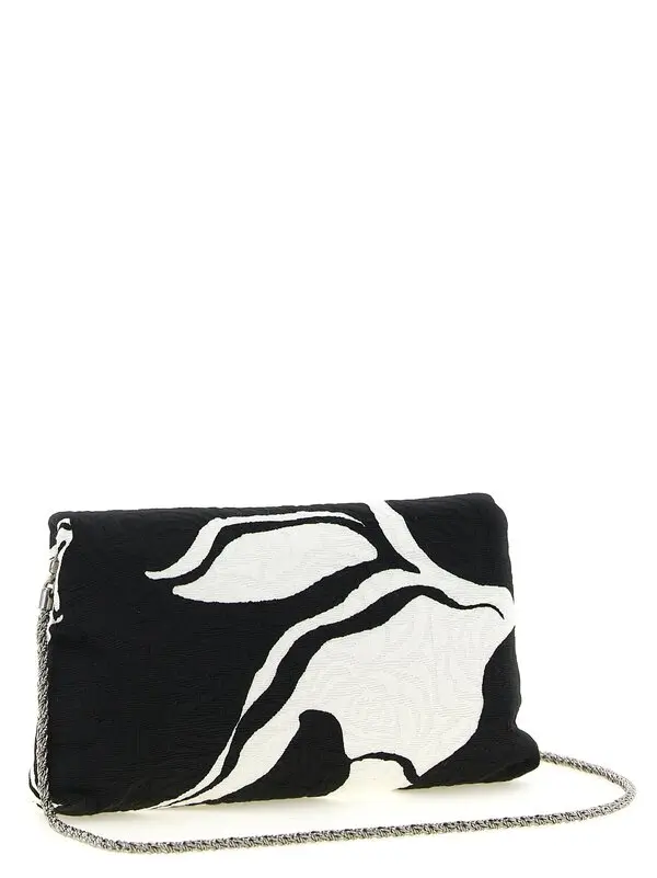 Dries Van Noten Envelope Clutch With Abstract Botanical Motif - Black