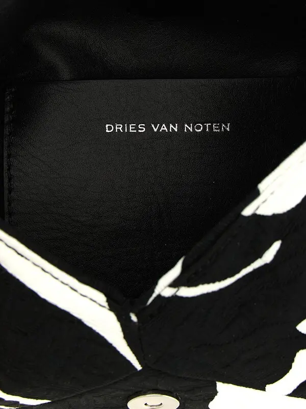 Dries Van Noten Envelope Clutch With Abstract Botanical Motif - Black