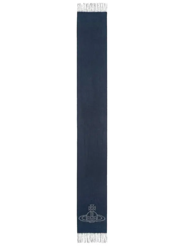 VIVIENNE WESTWOOD Double Face Wool Scarf - Gray