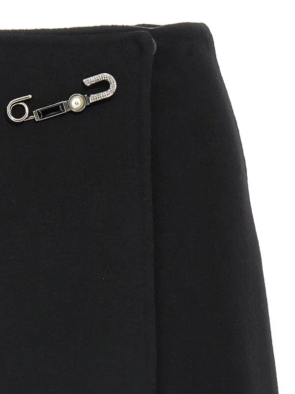 ERMANO SCERVINO Ermanno Scervino Virgin Wool Mini Skirt With Jewel Brooch