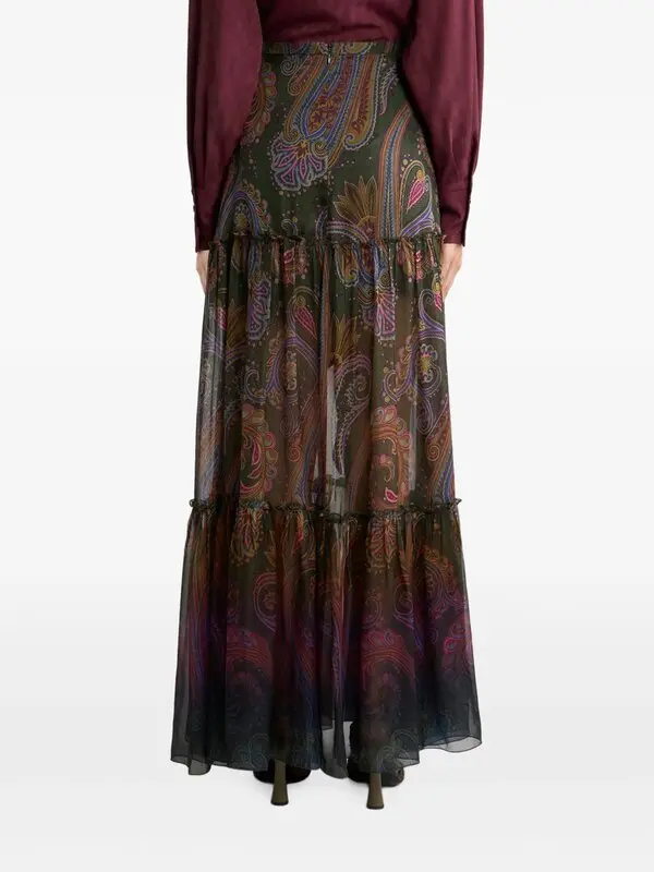 Etro Silk Maxi Skirt With Paisley Print