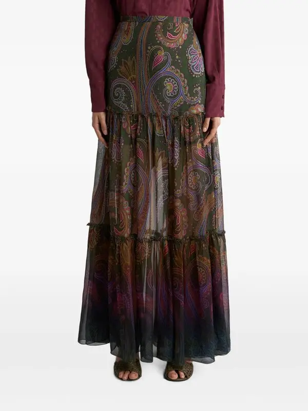 Etro Silk Maxi Skirt With Paisley Print