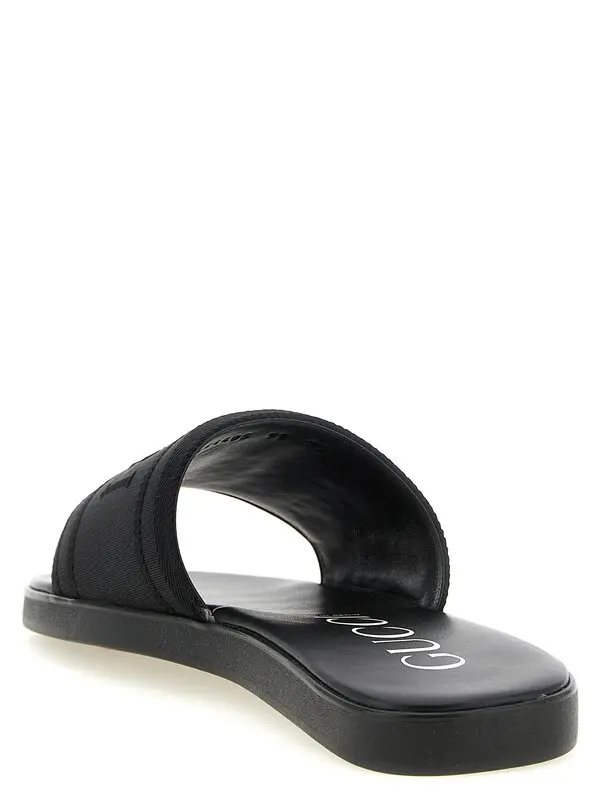 Gucci Jacquard Logo Slide Sandals - Black