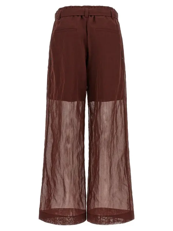 Brunello Cucinelli Wide Leg Semi-transparent Cotton Organza Pants