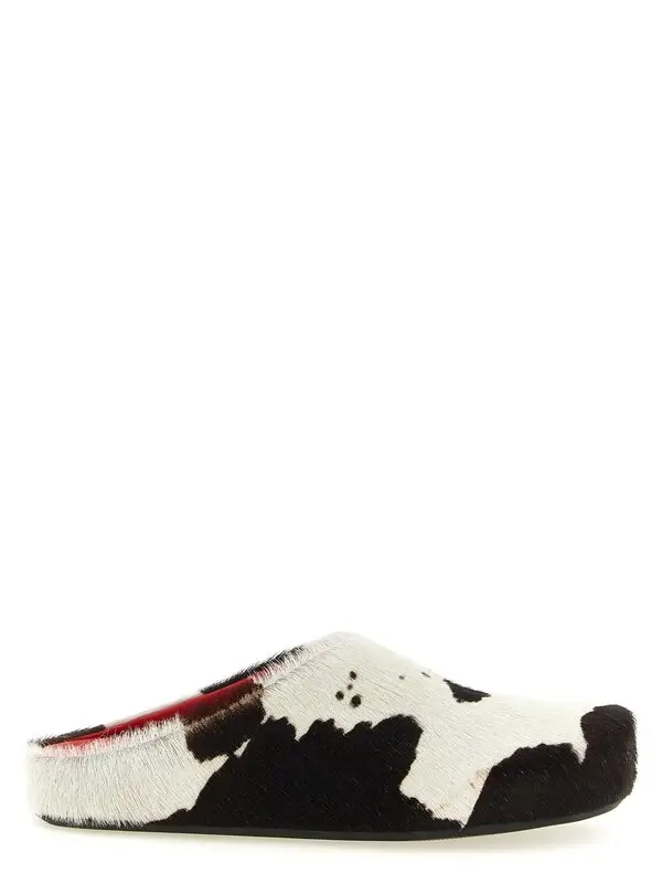 Marni Fussbett Sabots With Animal Print Pony Hair - Multicolor
