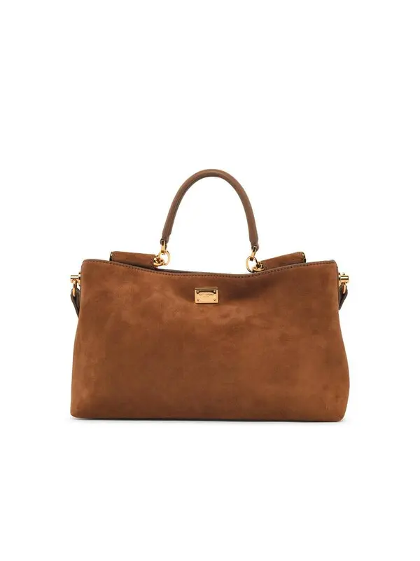 Dolce & Gabbana Medium Vittoria Suede Handbag - Brown