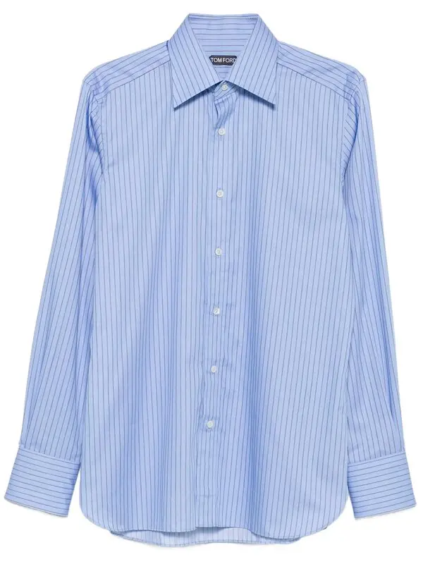 TOM FORD Striped Cotton Shirt - Blue