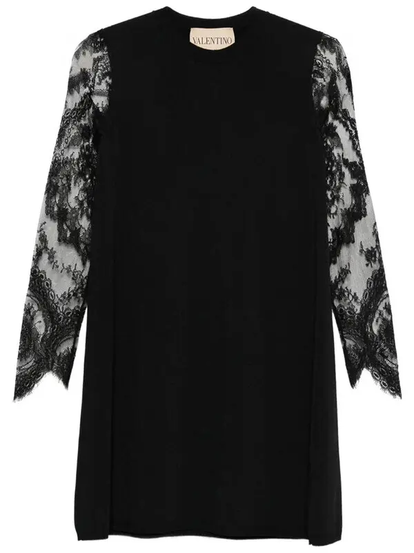 Valentino Garavani Lace Sleeve Mini Dress - Black