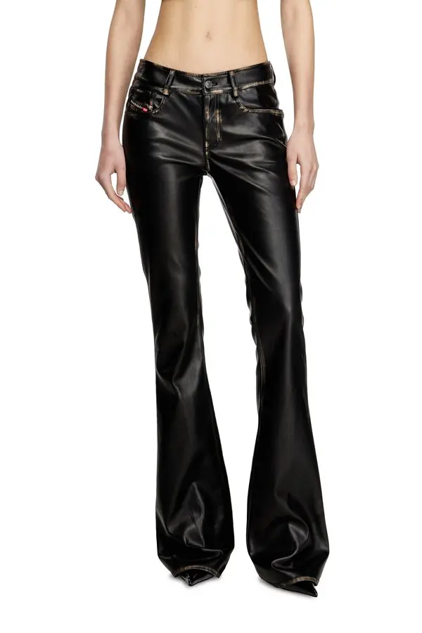 DIESEL® Faux Leather Five Pocket Pants - Black