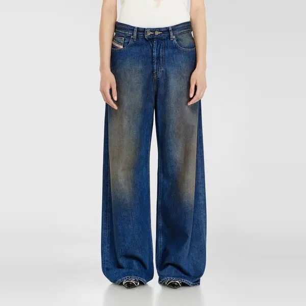 DIESEL® Relaxed Fit Low Waist Wide Leg Jeans - Blue