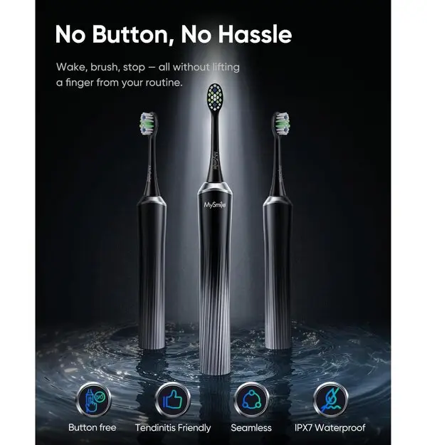 MYSMILE Button Free Rechargeable Sonic Toothbrush With Pressure Sensor