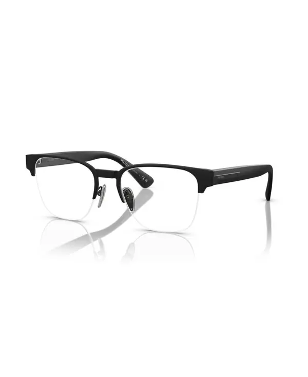 Prada Square Frame Half Rim Eyeglasses - Matte Black