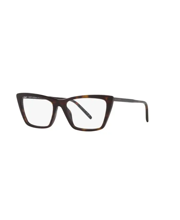 Saint Laurent Rectangle Mica Thin Opt Eyeglasses - Tortoise