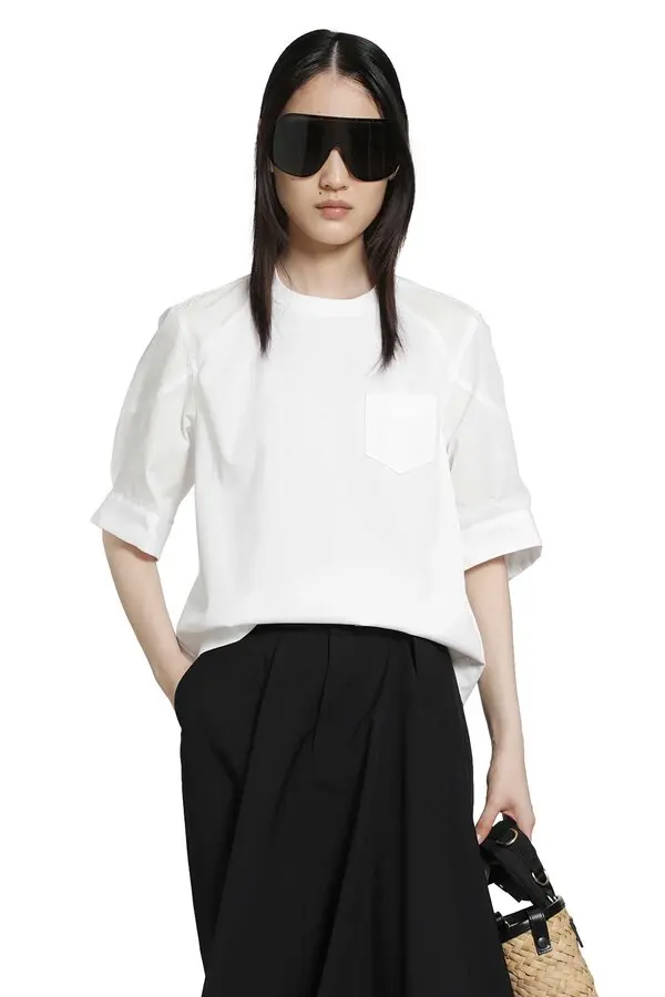 Sacai Poplin X Cotton Jersey T-shirt - White